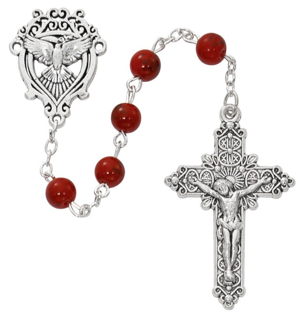 Holy Spirit Red Marble Rosary – San Juan Basilica Giftshop