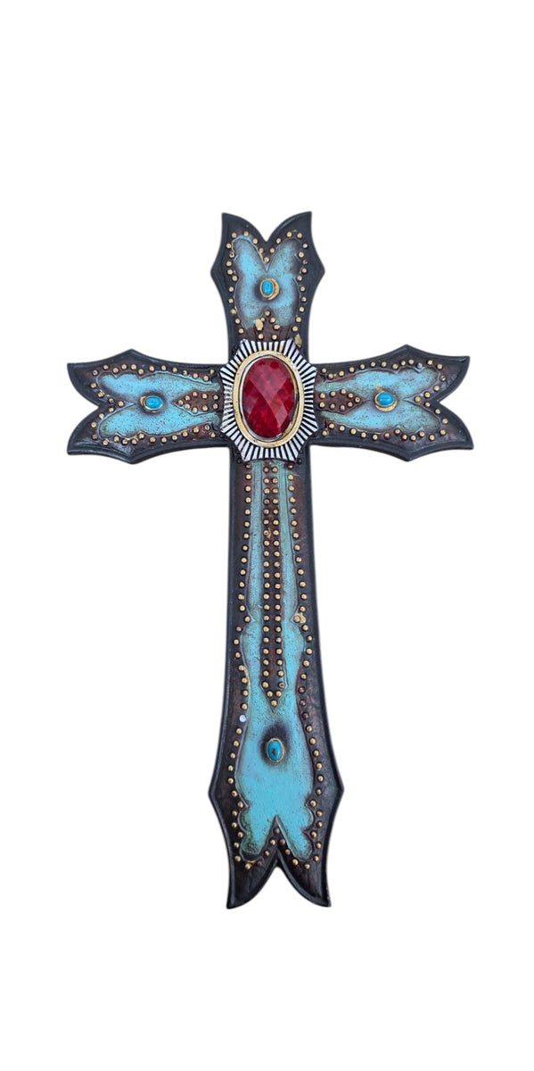 10" Red Gem Concho Cross – San Juan Basilica Giftshop