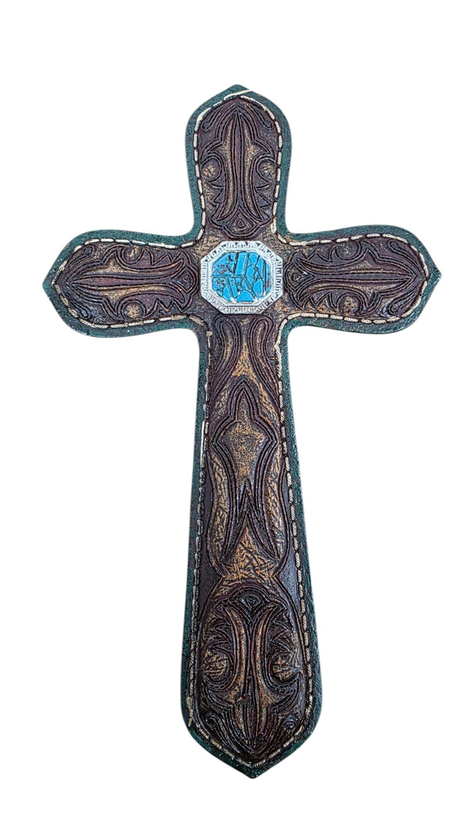 10" Western Leather Concho Cross – San Juan Basilica Giftshop